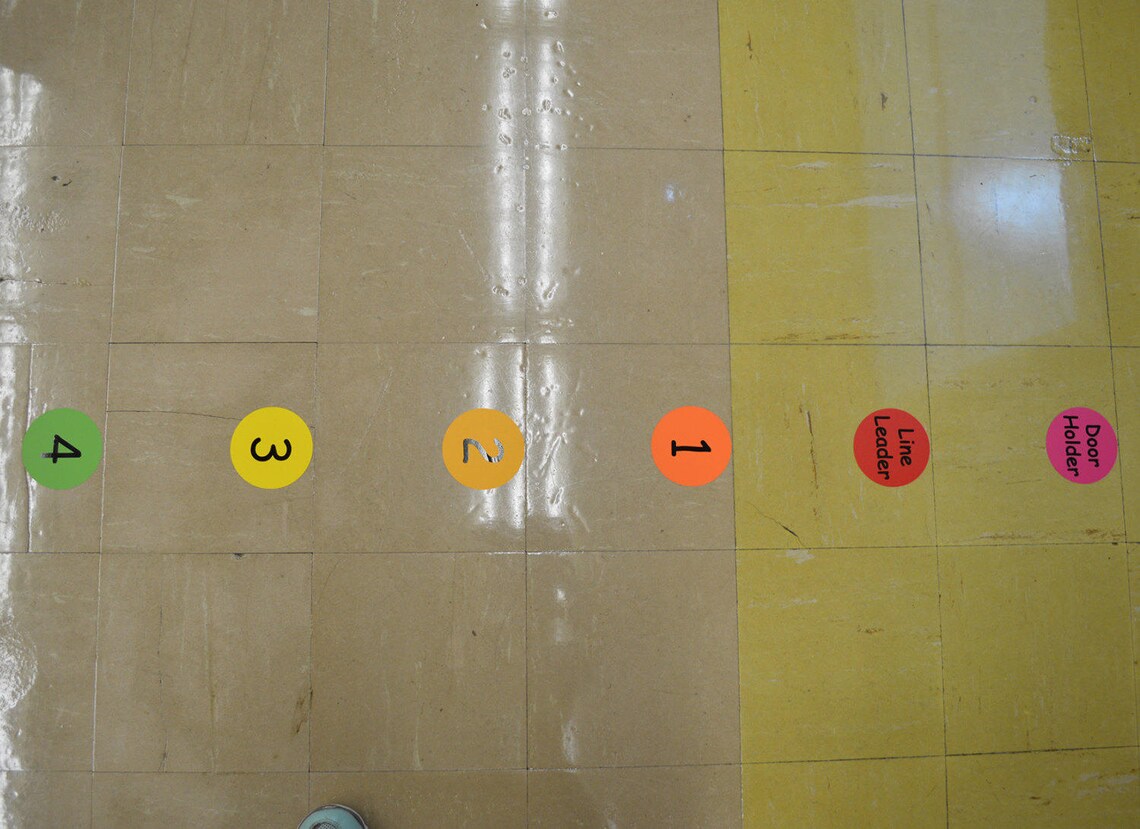 Teacher's Helper Set of 27 Floor Decals. Spots: line Leader, door ...