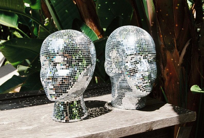 Disco Friends Heads Two Mirrored Mosaic Mannequin Heads Disco Balls - Etsy
