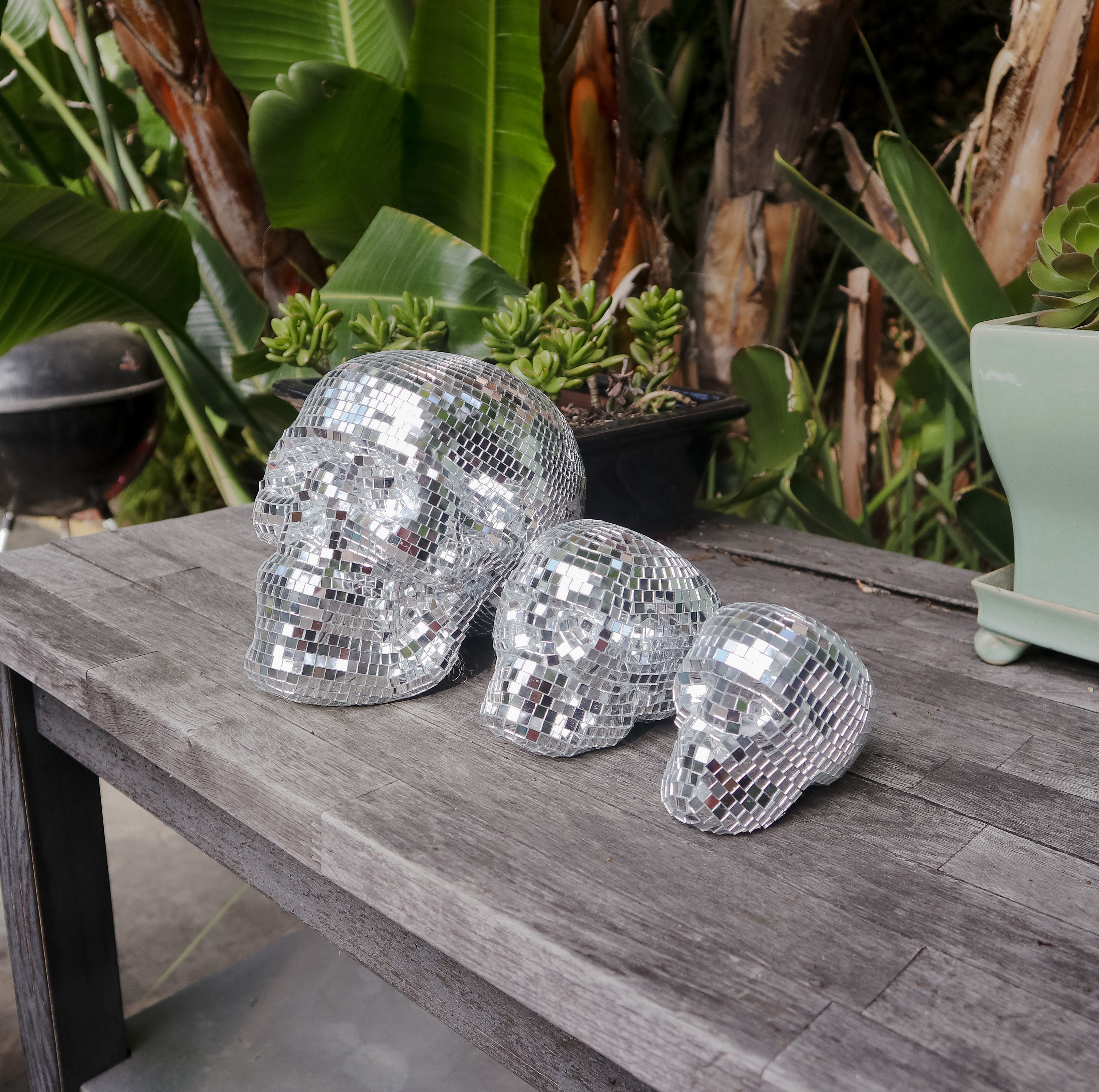 Disco Skull Mirrored Mosaic Skeleton Head Disco Ball Small Skull Fun ...