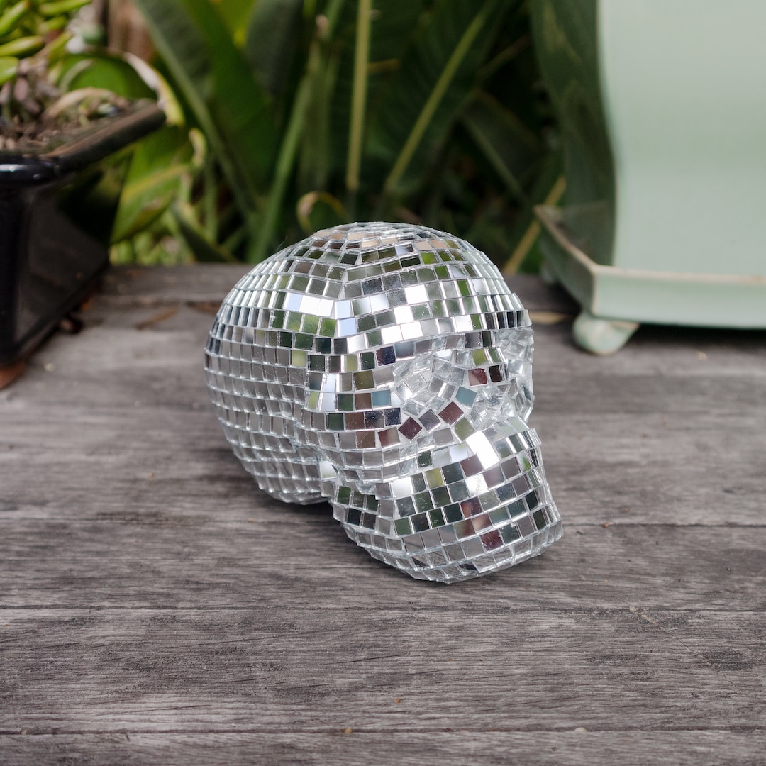Disco Skull Mirrored Mosaic Skeleton Head Disco Ball Small Skull Fun ...
