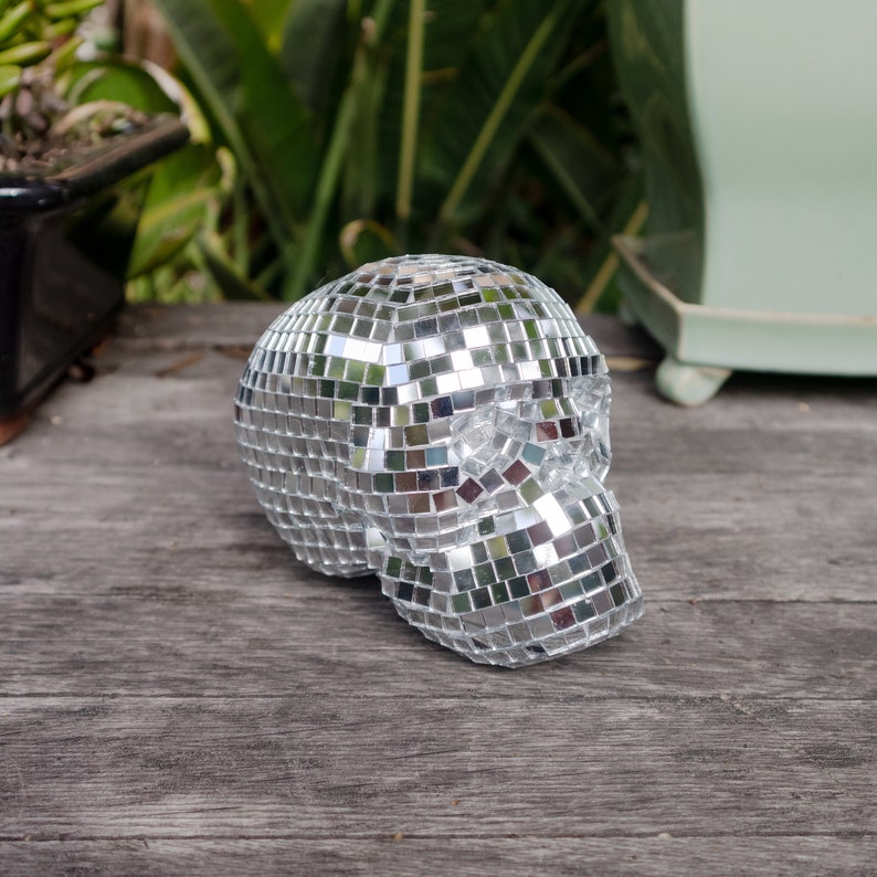 Disco Skull Mirrored Mosaic Skeleton Head Disco Ball Small Skull Fun ...