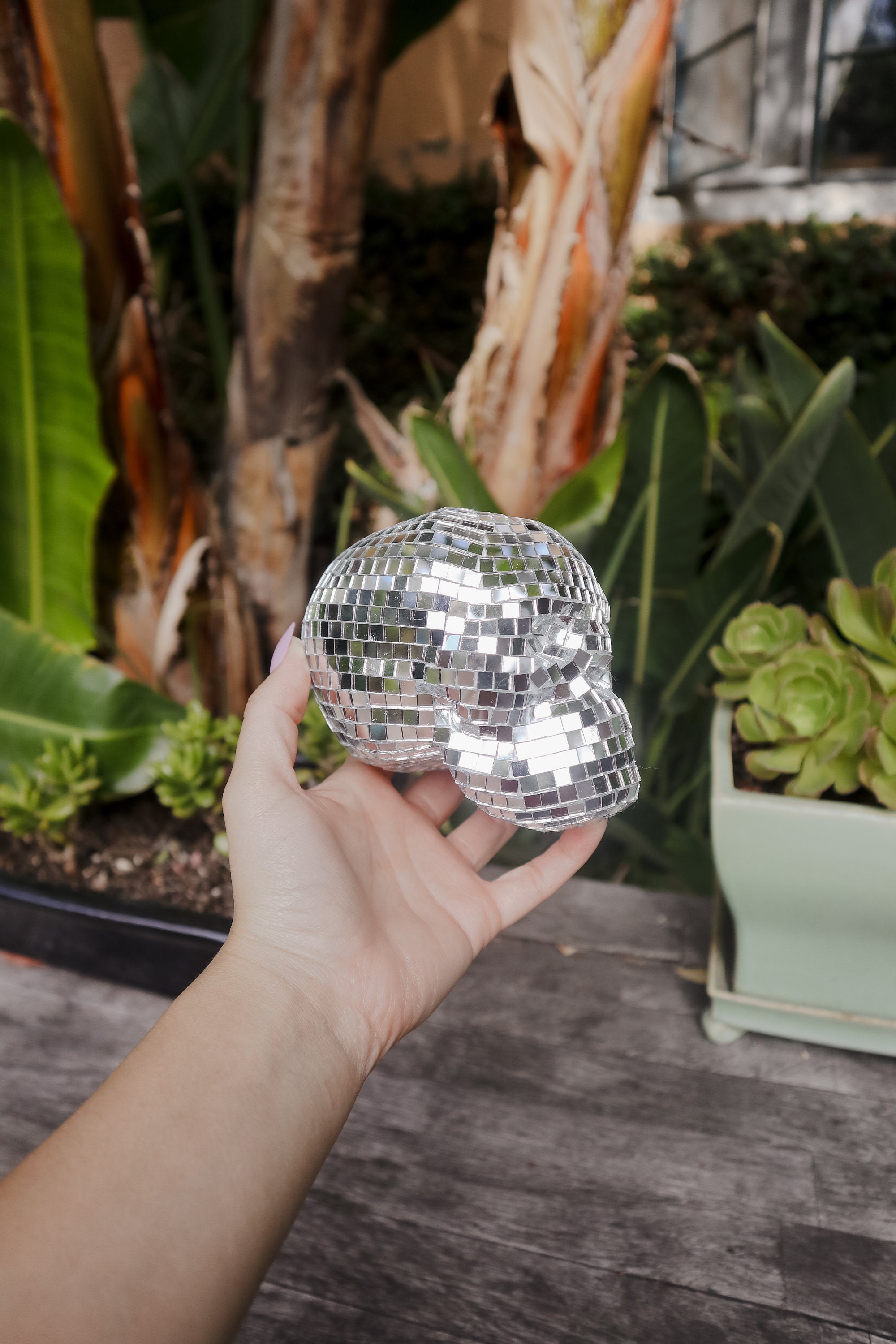 Disco Skull Mirrored Mosaic Skeleton Head Disco Ball Small Skull Fun ...