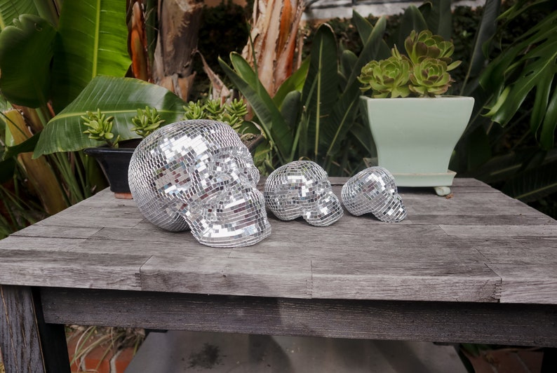 Disco Skull Mirrored Mosaic Skeleton Head Disco Ball Small Skull Fun ...