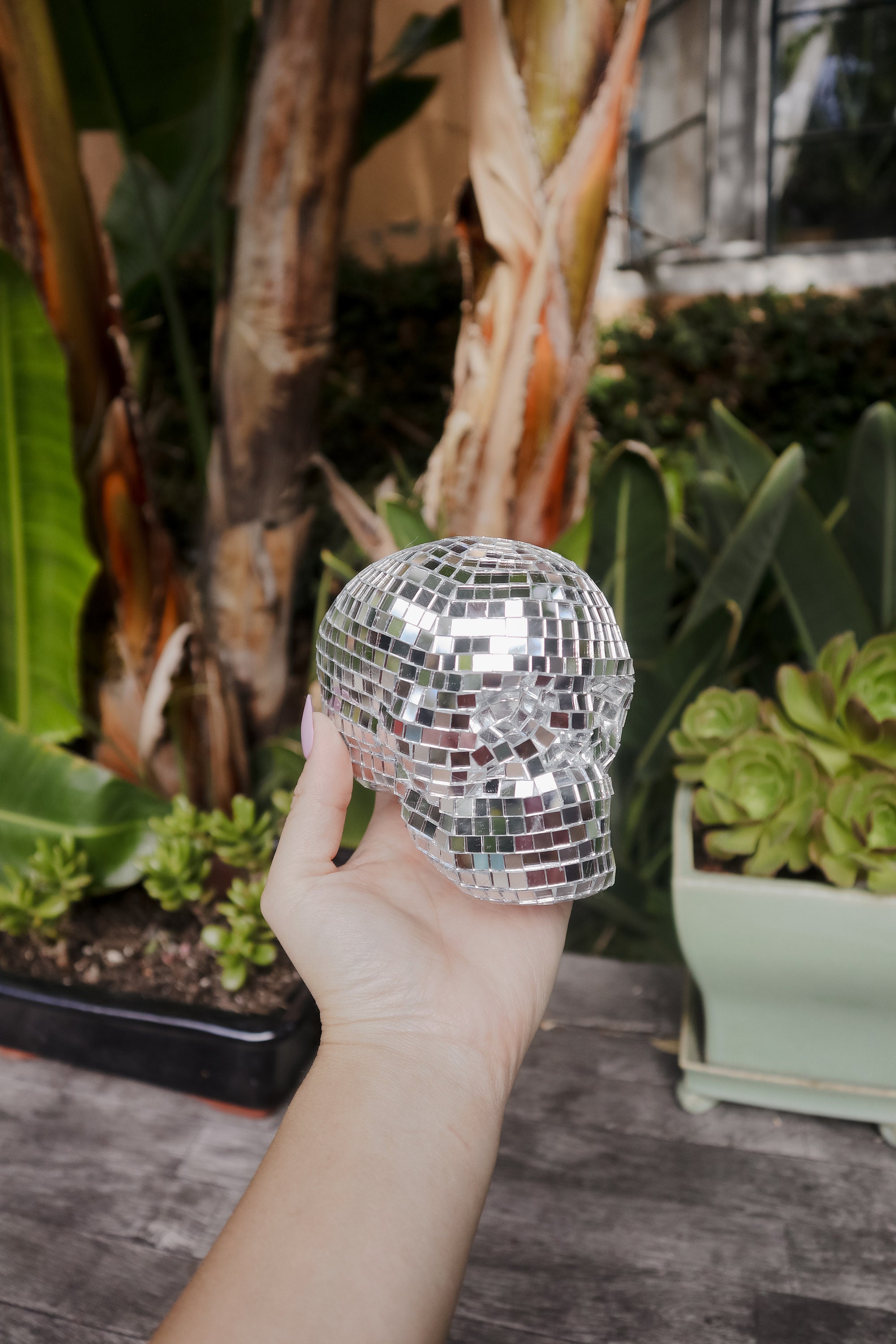 Disco Skull Mirrored Mosaic Skeleton Head Disco Ball Small Skull Fun ...