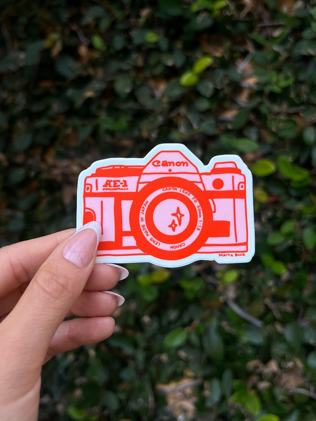 35mm Film Camera Vinyl Sticker - Cute Aesthetic Pink & Red Vintage ...