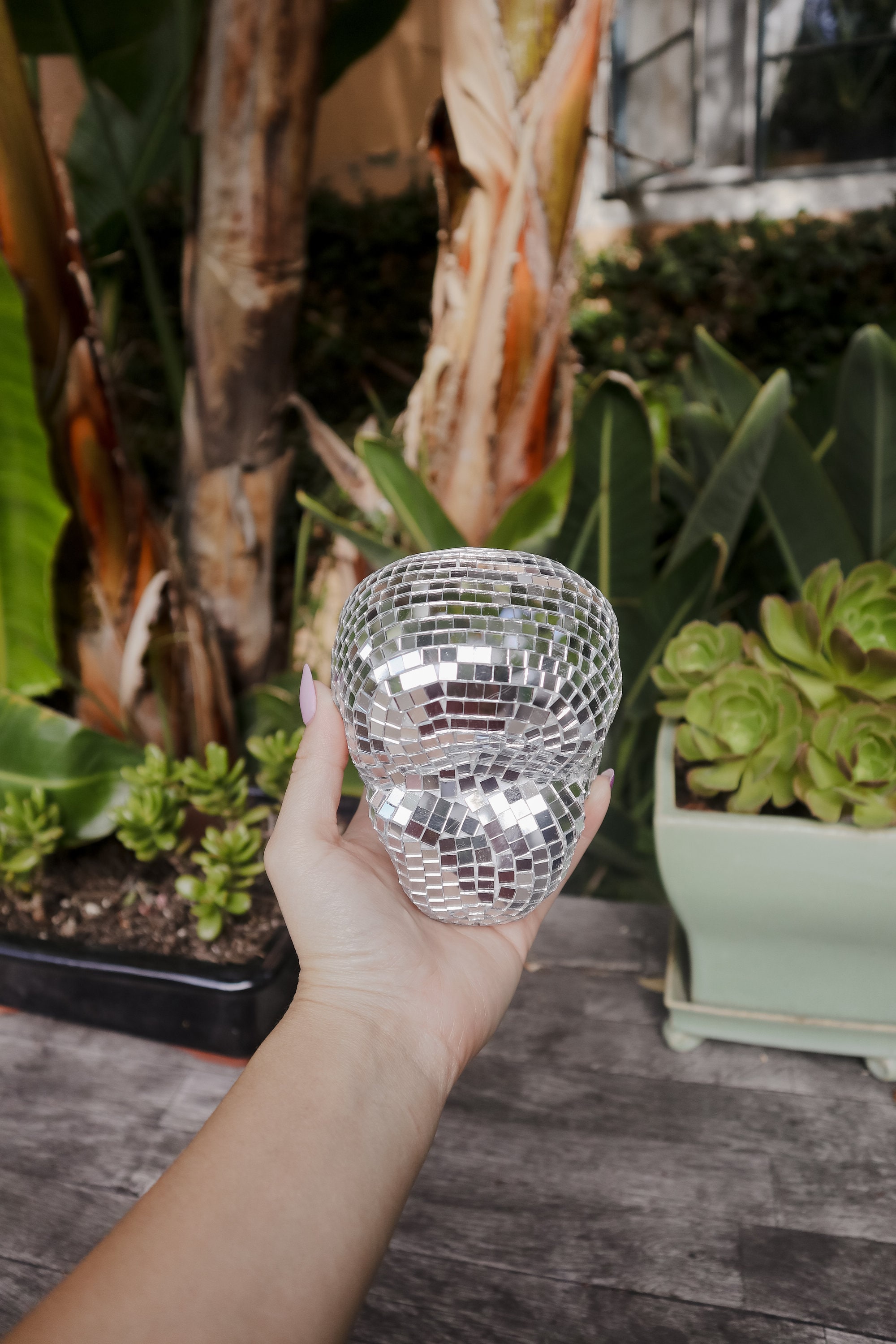 Disco Skull Mirrored Mosaic Skeleton Head Disco Ball Small Skull Fun ...