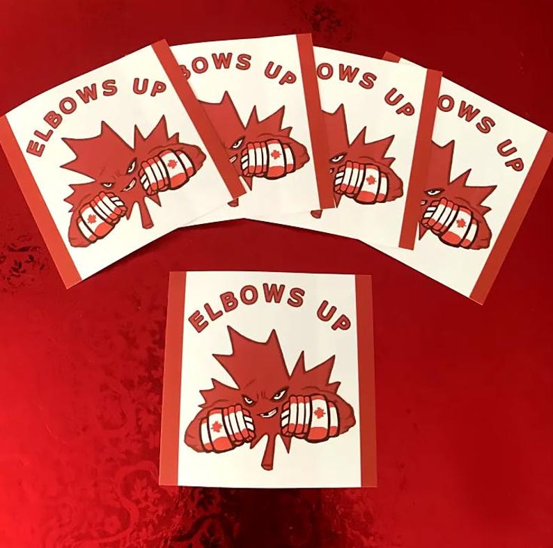 Elbows up Stickers Canadian Maple Leaf 3x3 Inch Vinyl Bumper Hockey ...