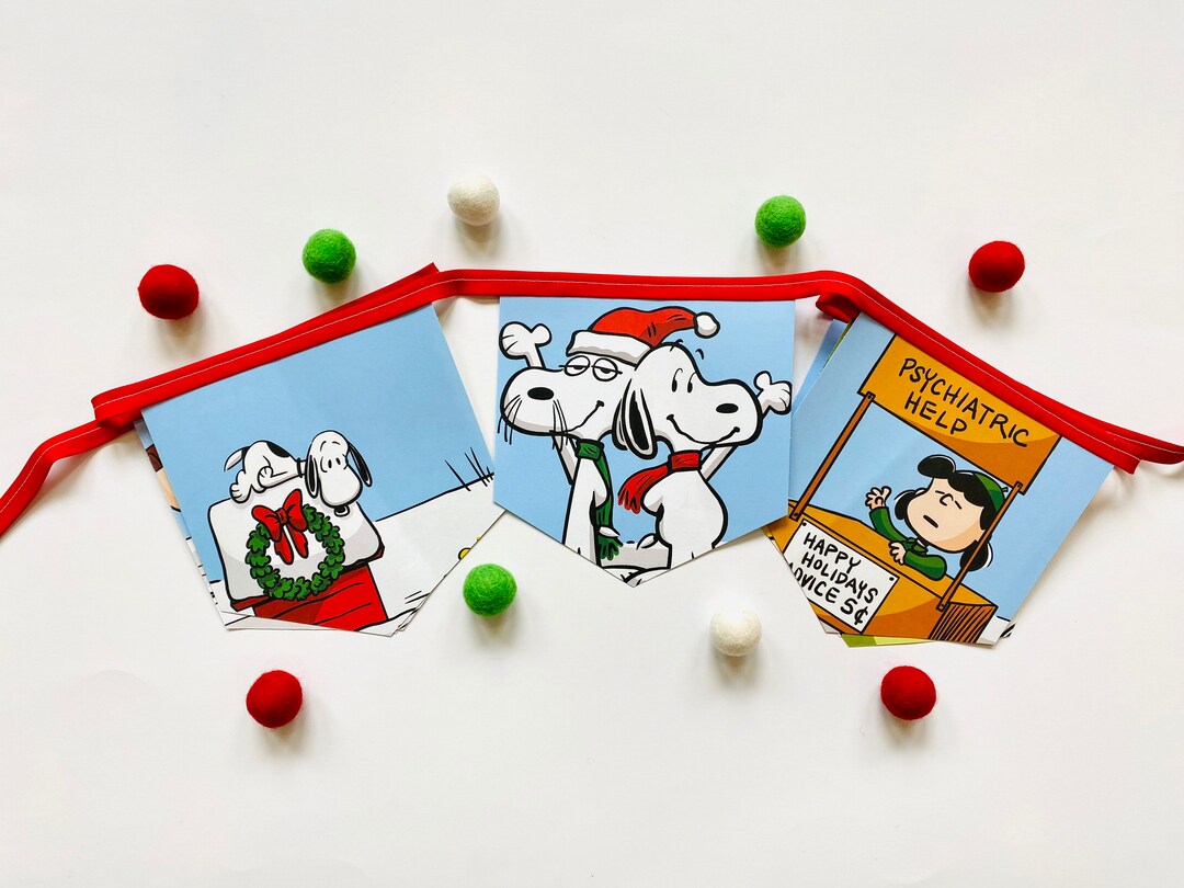 Snoopys Christmas Surprise Banner Charlie Brown Christmas Party Banner ...