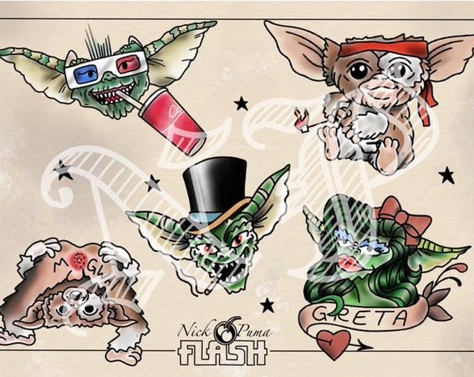 Sailor Gizmo Tattoo Flash 11x14 - Etsy