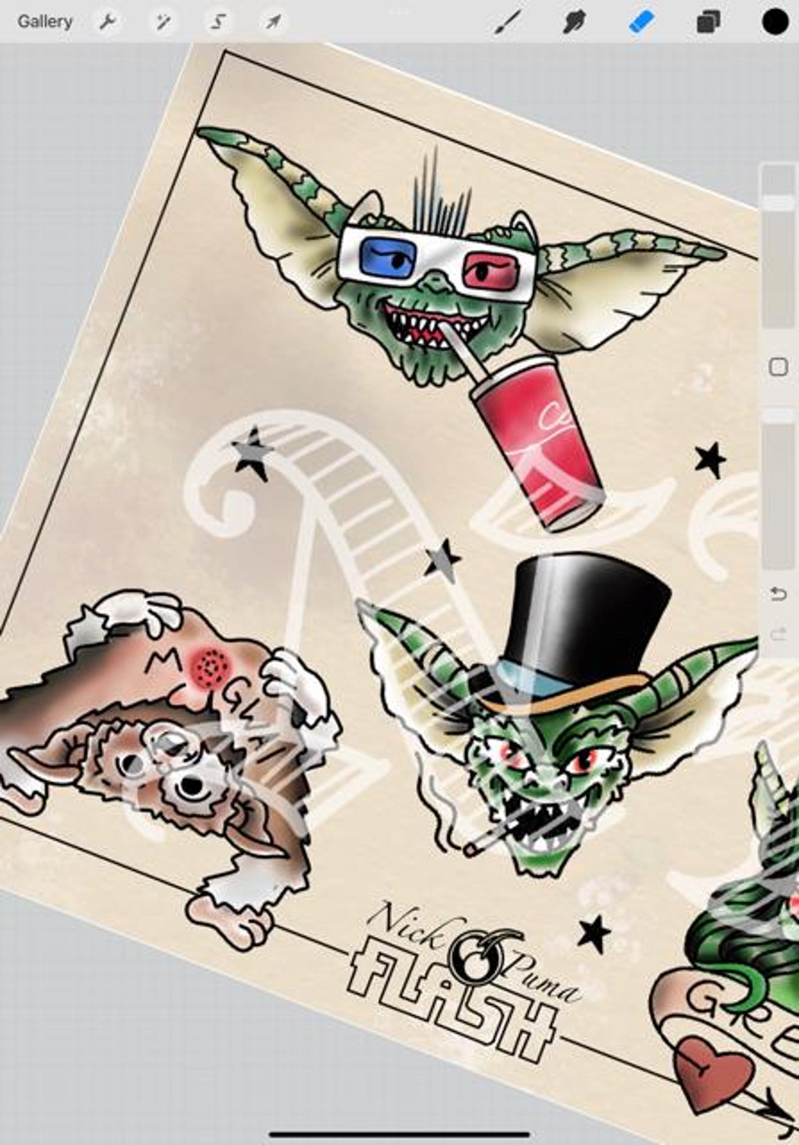 Traditional Tattoo Flash Based off 1980's Movie the Gremlins. - Etsy