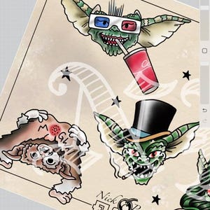 Traditional Tattoo Flash Based off 1980's Movie the Gremlins. - Etsy