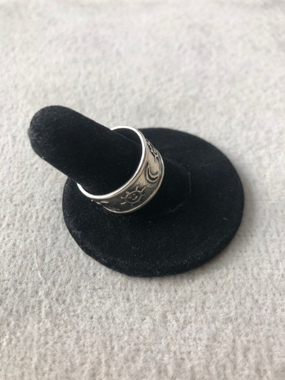 Vintage Sterling Sun & Moon Band - Gem