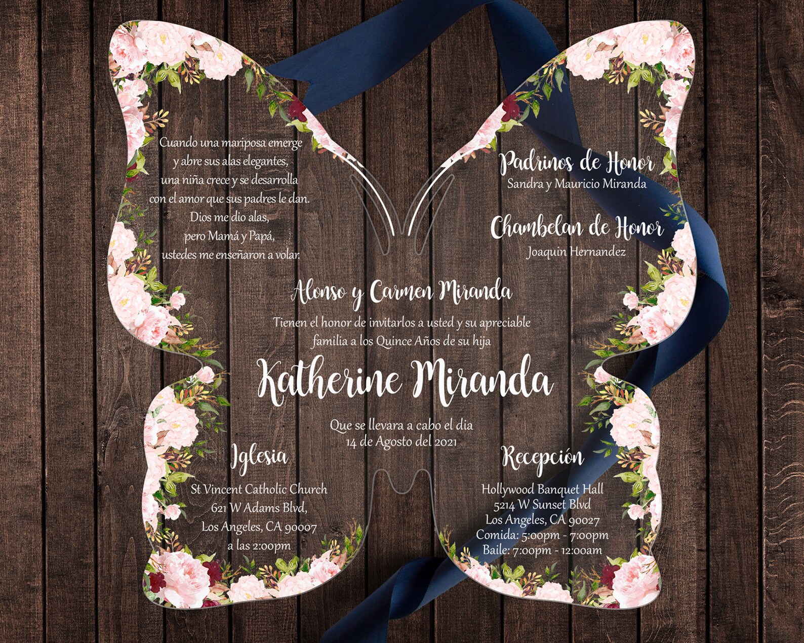 Acrylic Butterfly Quinceañera Invitation - Etsy