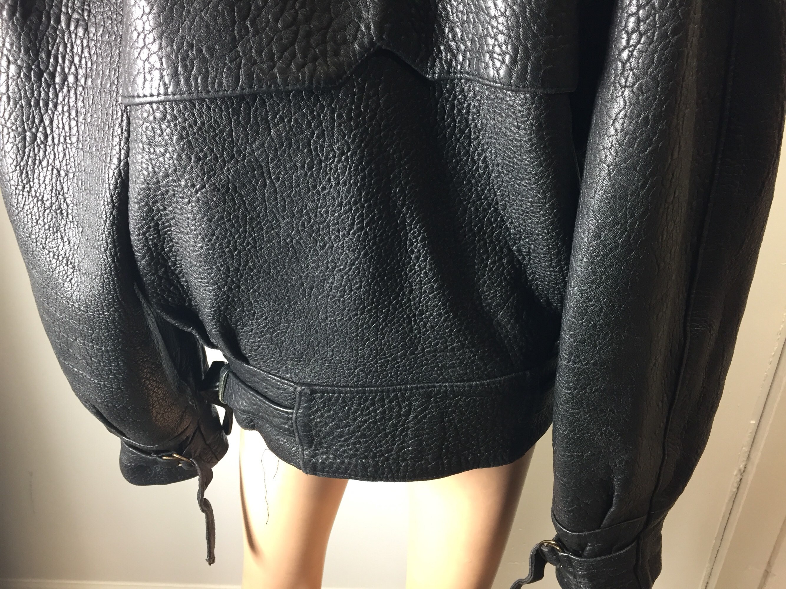 Vintage Armand Thiery French Designer Heavy Black Leather Jacket ...