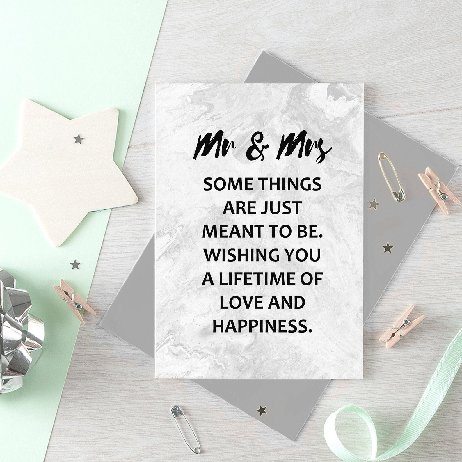 Mr and Mrs Wedding Card, Congratulations Newlyweds | SE3016A6 - Etsy