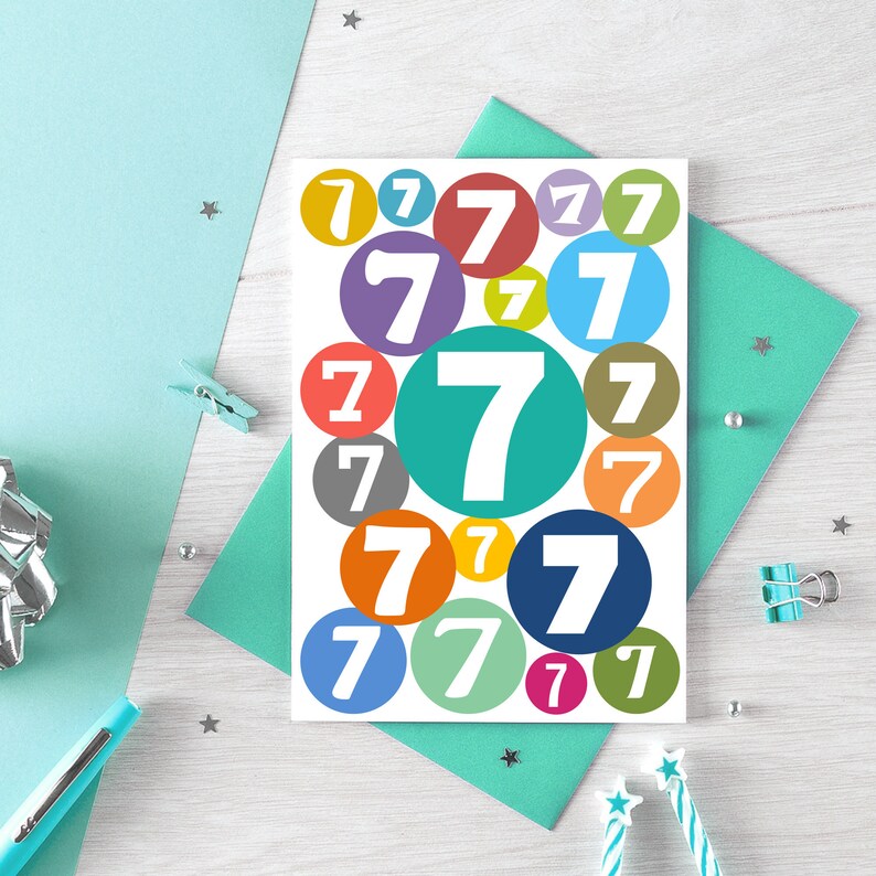Seventh Birthday Card | Seven Year Old Birthday Card | 7th Birthday ...
