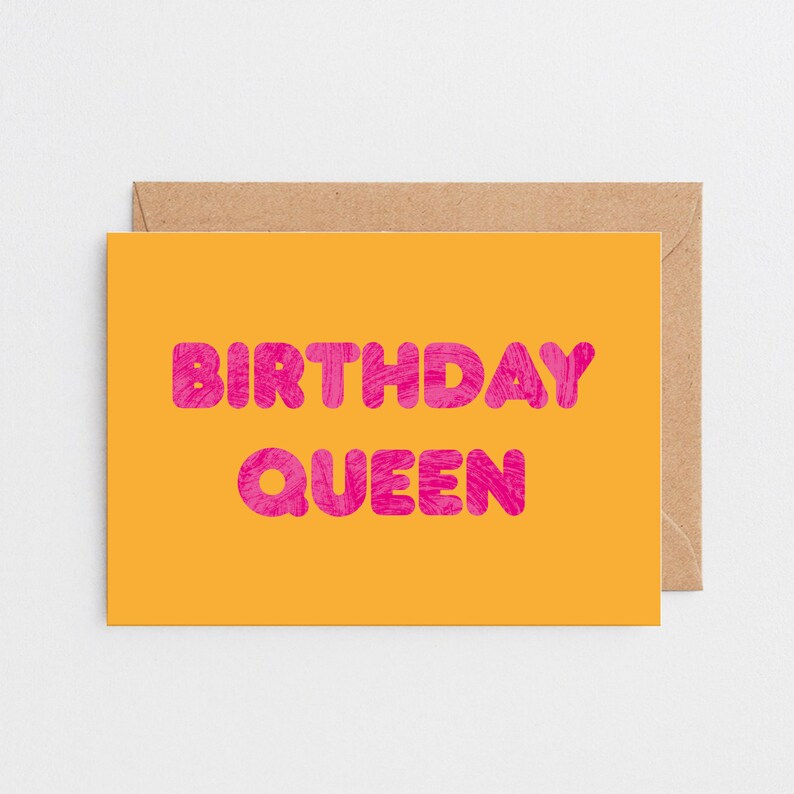 Birthday Queen Card Birthday Cards for Her Modern Cards | Etsy