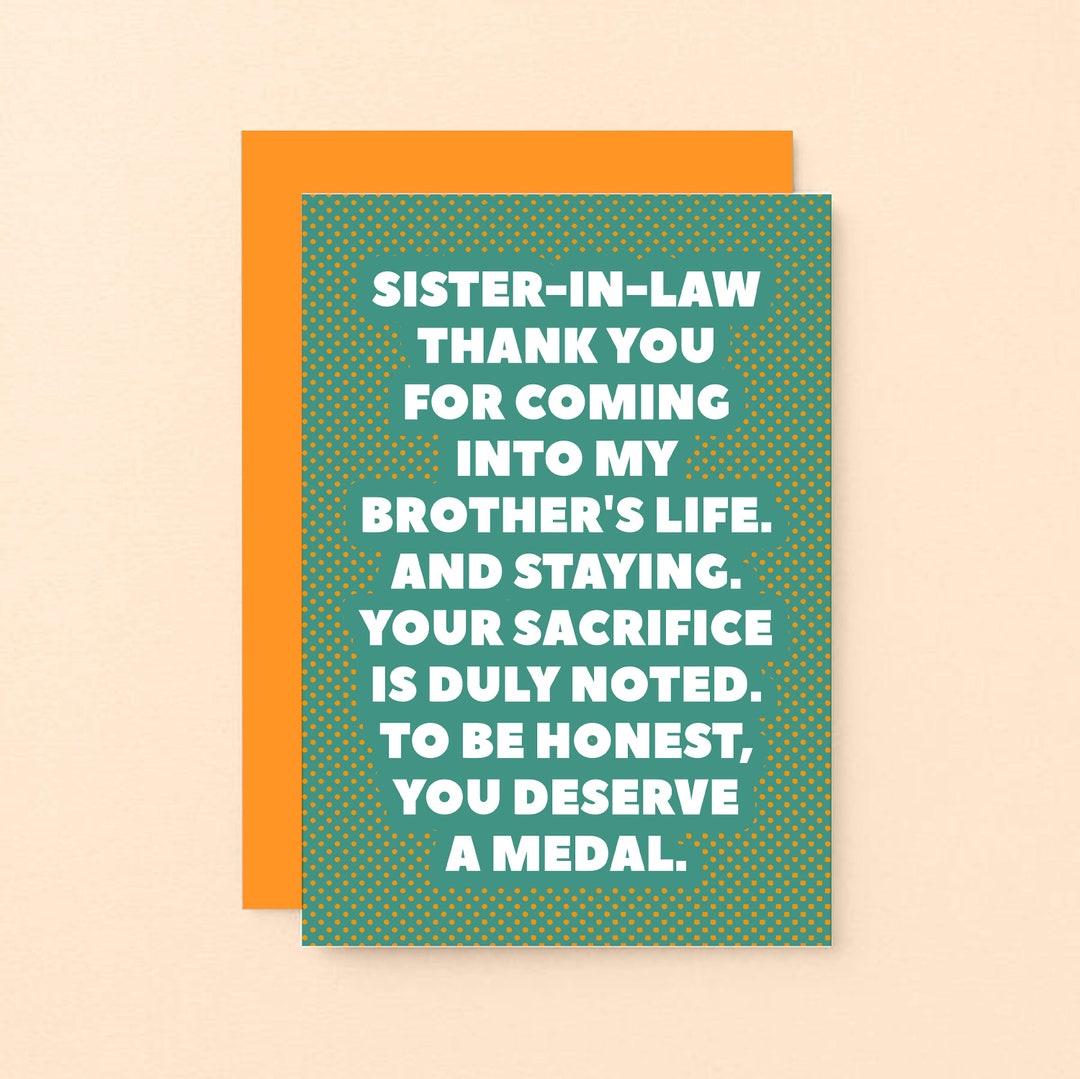 Funny Sister In Law Birthday Card Brothers Wife Sister In Law Cards
