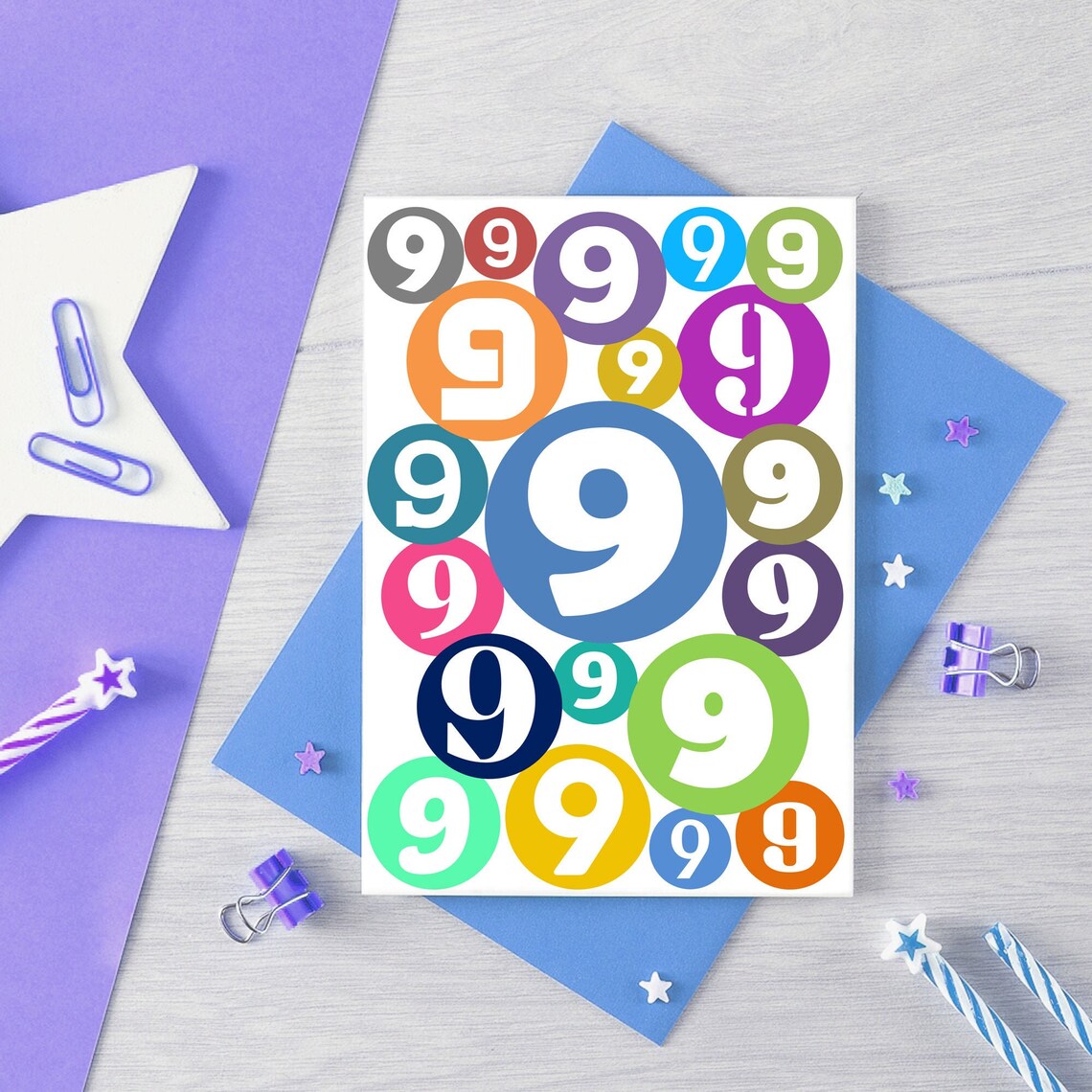 Ninth Birthday Card Nine Year Old Birthday Card 9th | Etsy