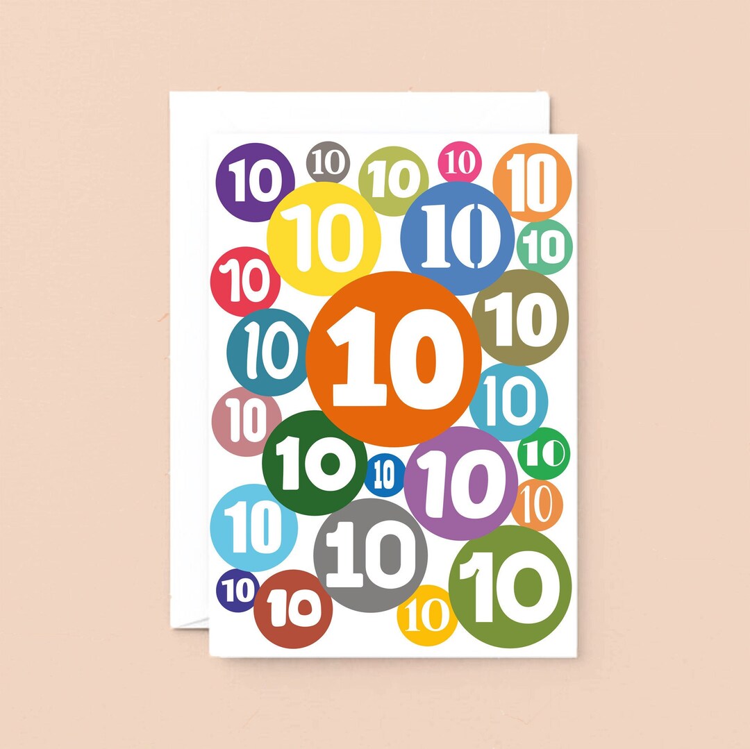 Age Ten Greeting Card | 10th Birthday Card for Boy | Happy Tenth ...