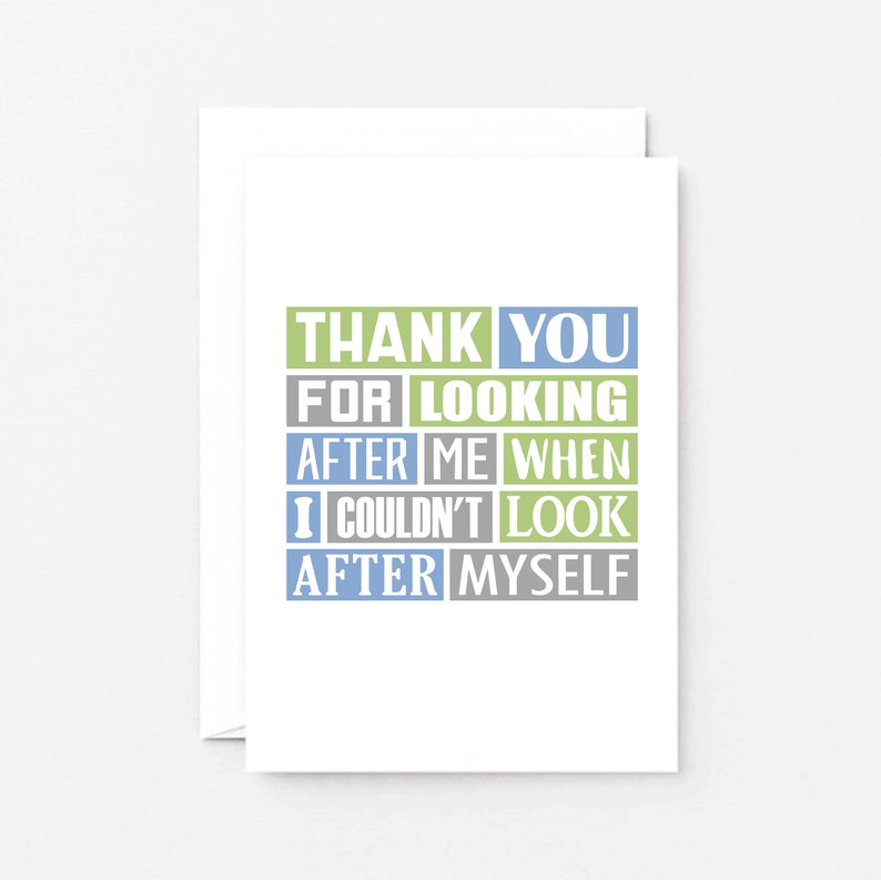 Thank You Card Thank You for Looking After Me Thank You | Etsy