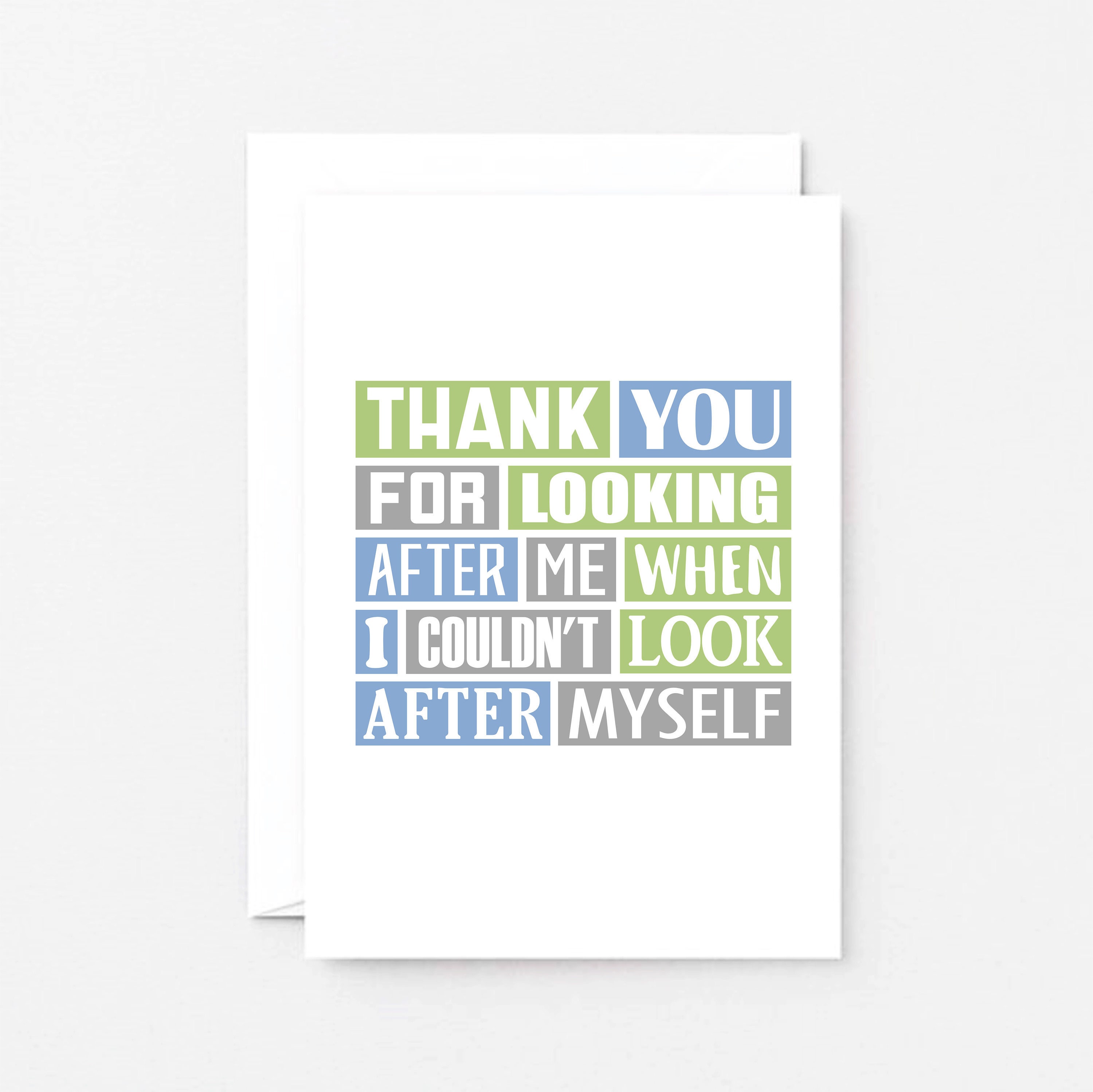Thank You Card Thank You for Looking After Me Thank You - Etsy UK