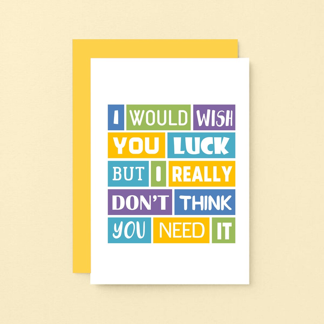 Good Luck Card for Exams | New School | New Job Card | Back to Work ...