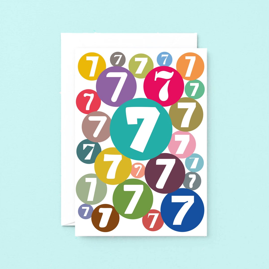 7th Birthday Card | Seven Year Old Birthday Card | Seventh Birthday ...
