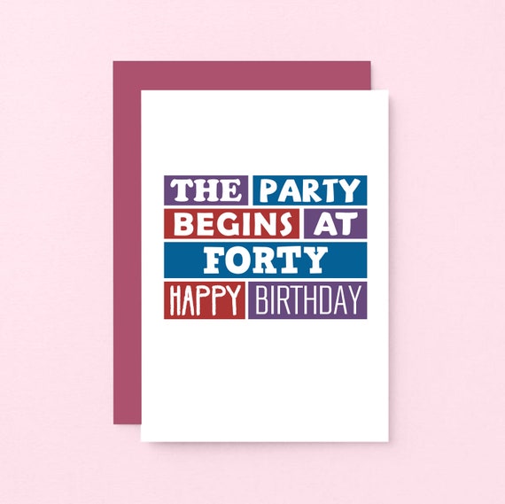 40th Birthday Card 40 Years Fortieth Birthday Forty | Etsy