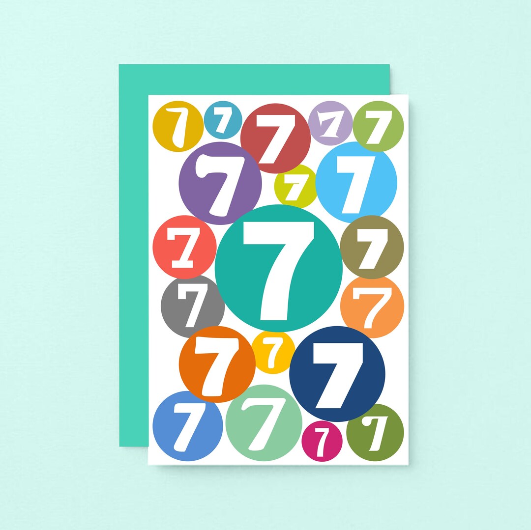 Seventh Birthday Card | Seven Year Old Birthday Card | 7th Birthday ...