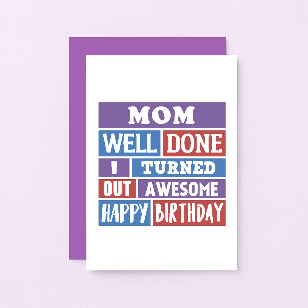 Funny Mom Birthday Card From Daughter | Funny Birthday Card for Mom ...