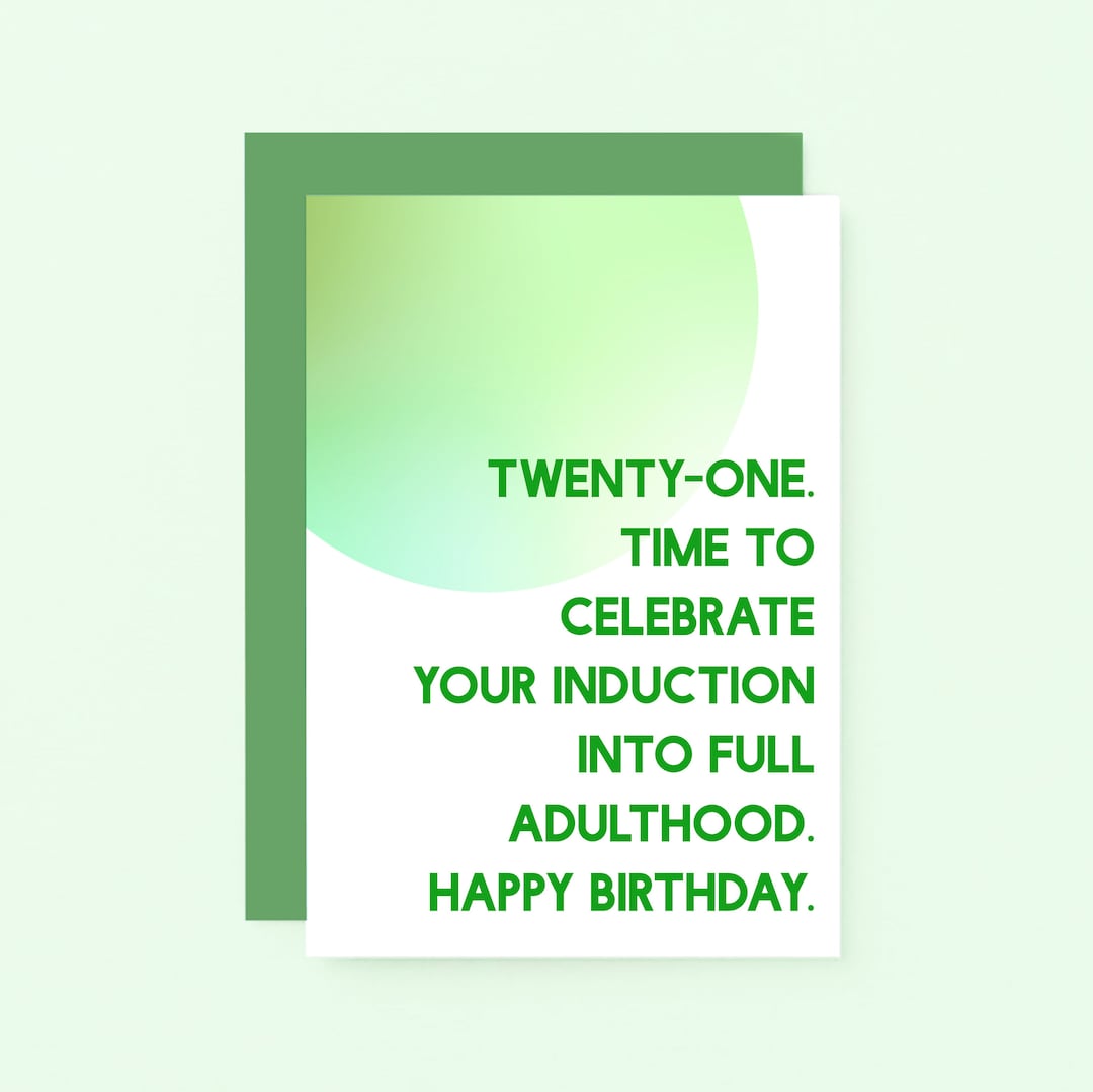 21st Birthday Card, 21 Years Old, Twenty First Birthday Card, Milestone ...