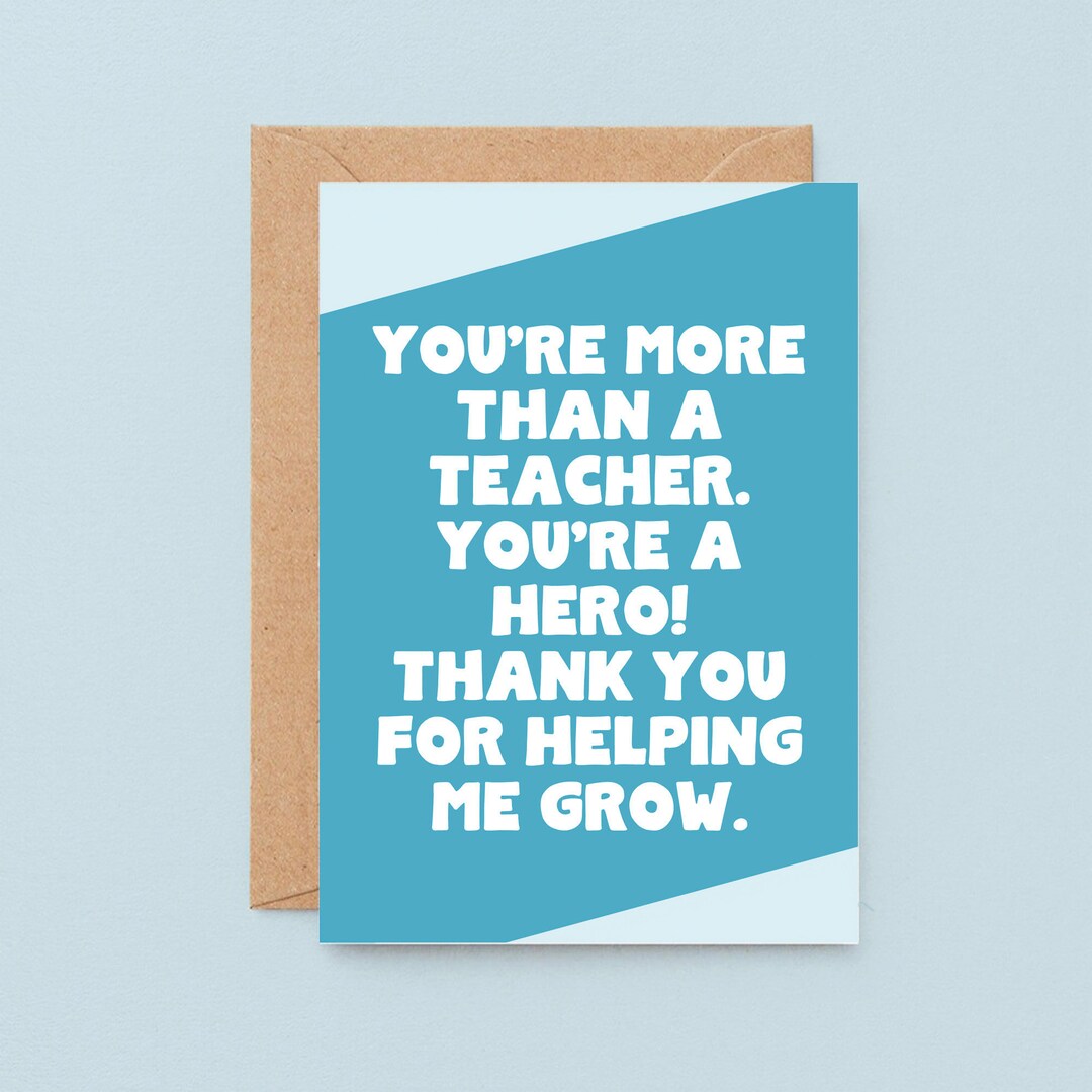 Teacher Thank You Card Thank You Teacher Card Thank You Note For