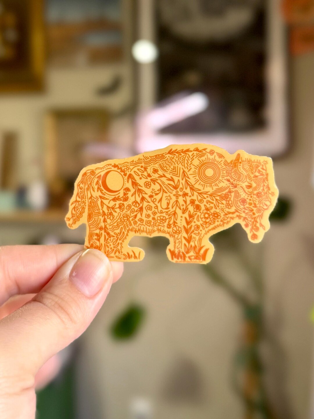 Floral Bison Vinyl Sticker - Etsy