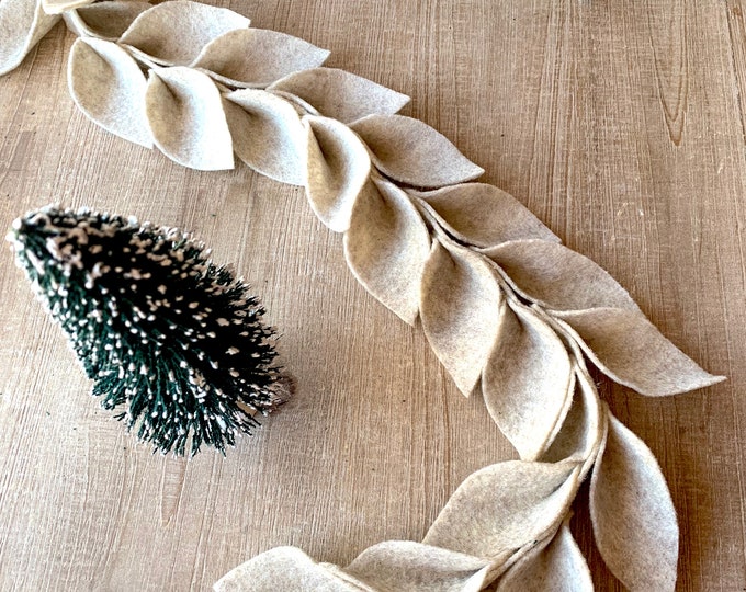 Sandstone/beige Felt Garland Soft Tan Felt Leaf Garland Farmhouse Felt ...