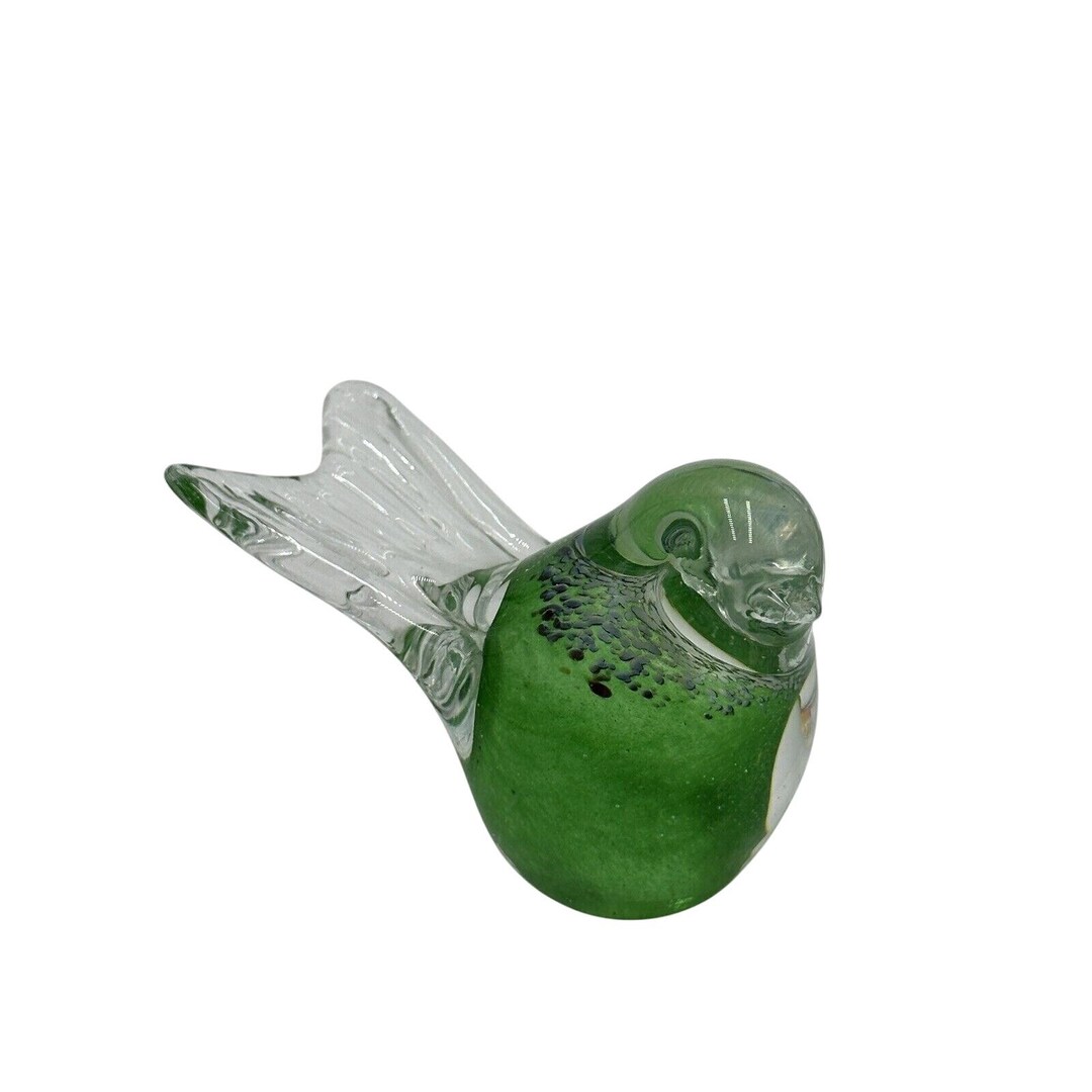 Vtg Viasetti Oy Finland Green Blue Sparrow Finch Bird Paperweight Art ...