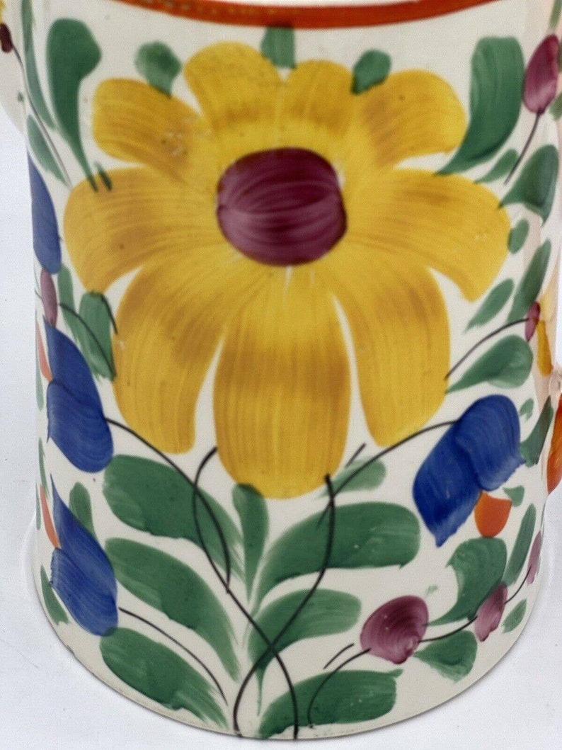 Vintage Hand Painted Floral Pitcher Art Deco POTTERY CZECHOSLOVAKIA ...