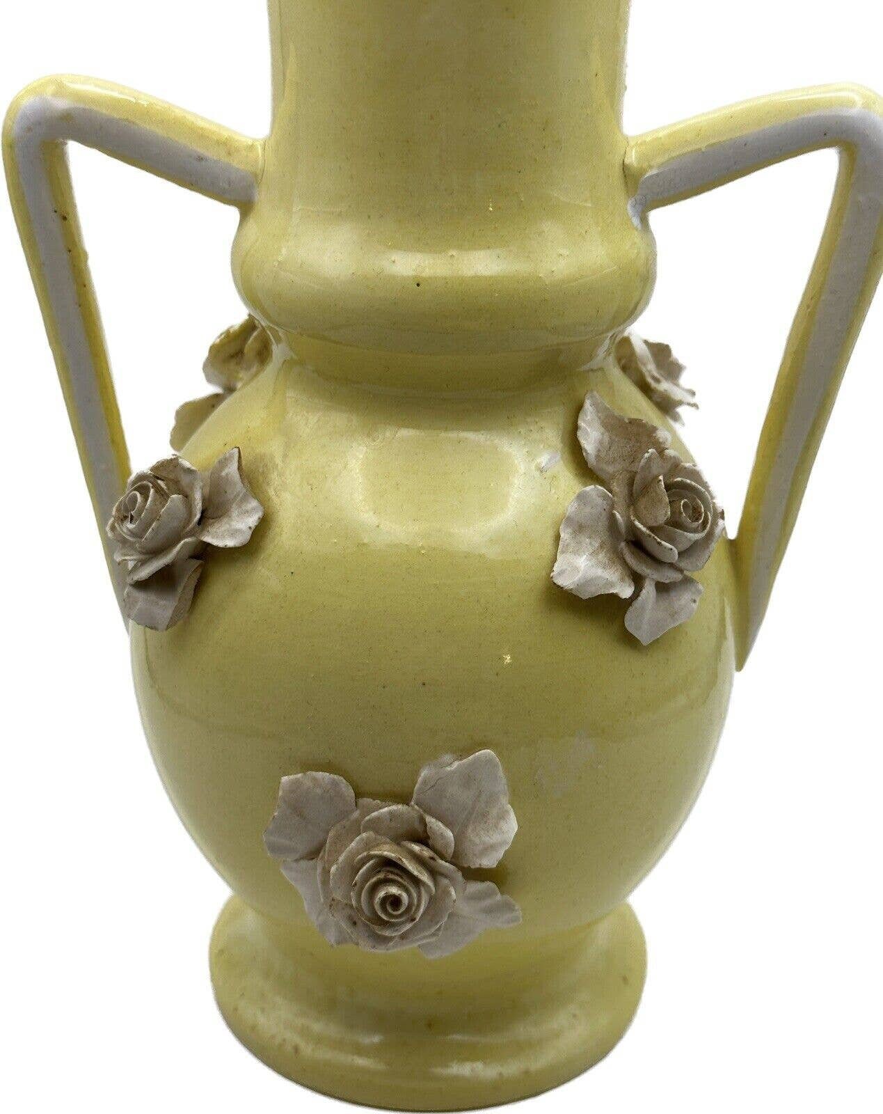 Capodimonte Italy Large Double Handle Vases Set ROSES 9 1/2 Yellow ...