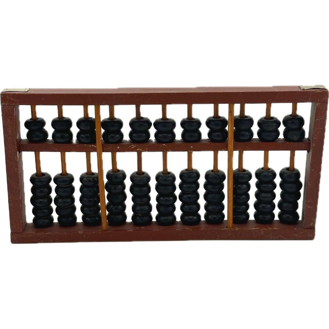 Vtg MCM Chinese Abacus Abaci 11 Digits Rods Calculator Core Wood Wooden ...