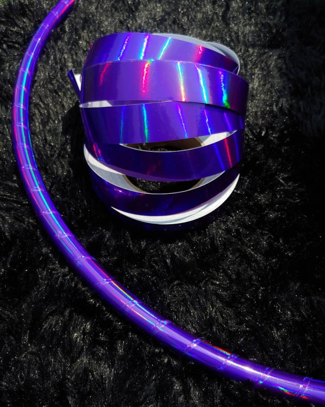 Purple Rainbow Holographic Taped Collapsible Dance Hula Hoop 3/4 and 5/ ...