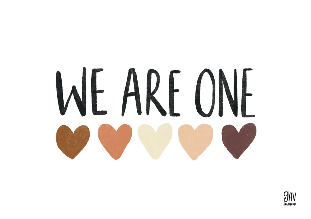 We Are One Diversity Wall Art Print. Illustrated Home Decor - Etsy