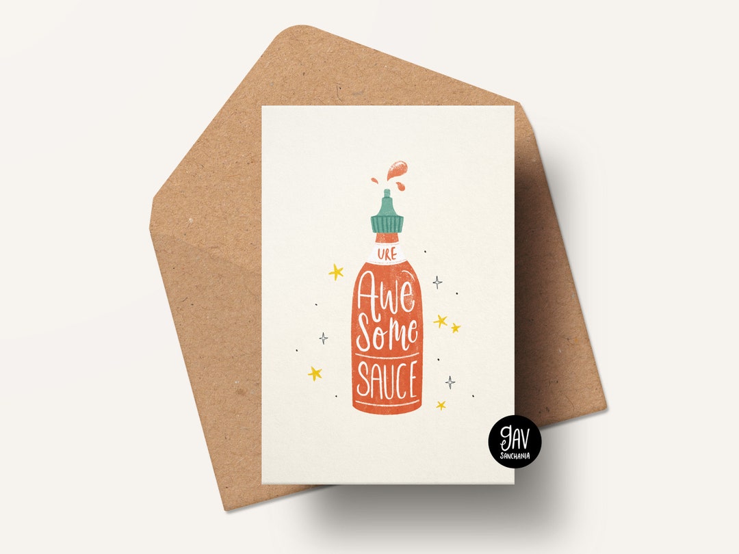 You're Awesome Sauce, Funny, Lettered, Blank Greeting Card - Etsy UK