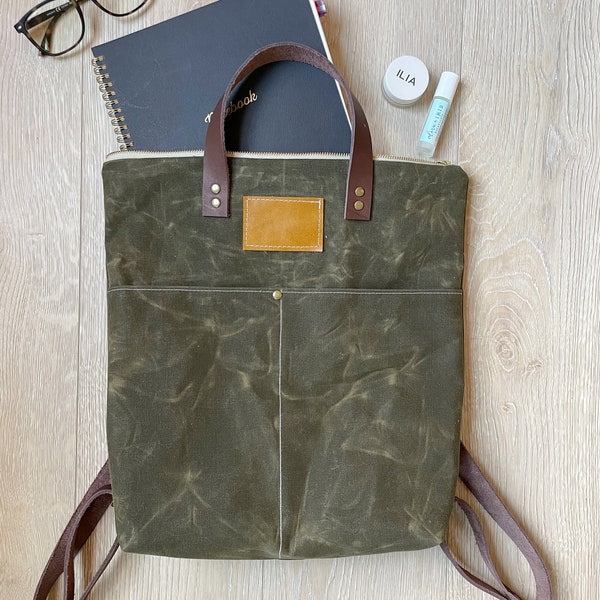 Waxed Canvas Backpack - Etsy
