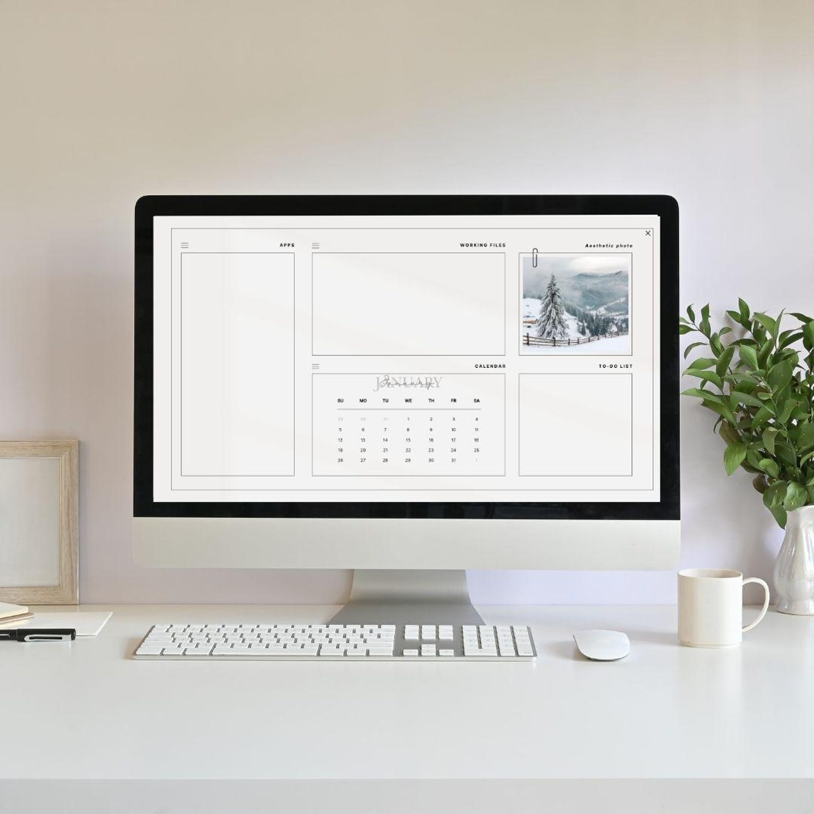 Minimalist Desktop Calendar Wallpaper - Digital Download - Etsy