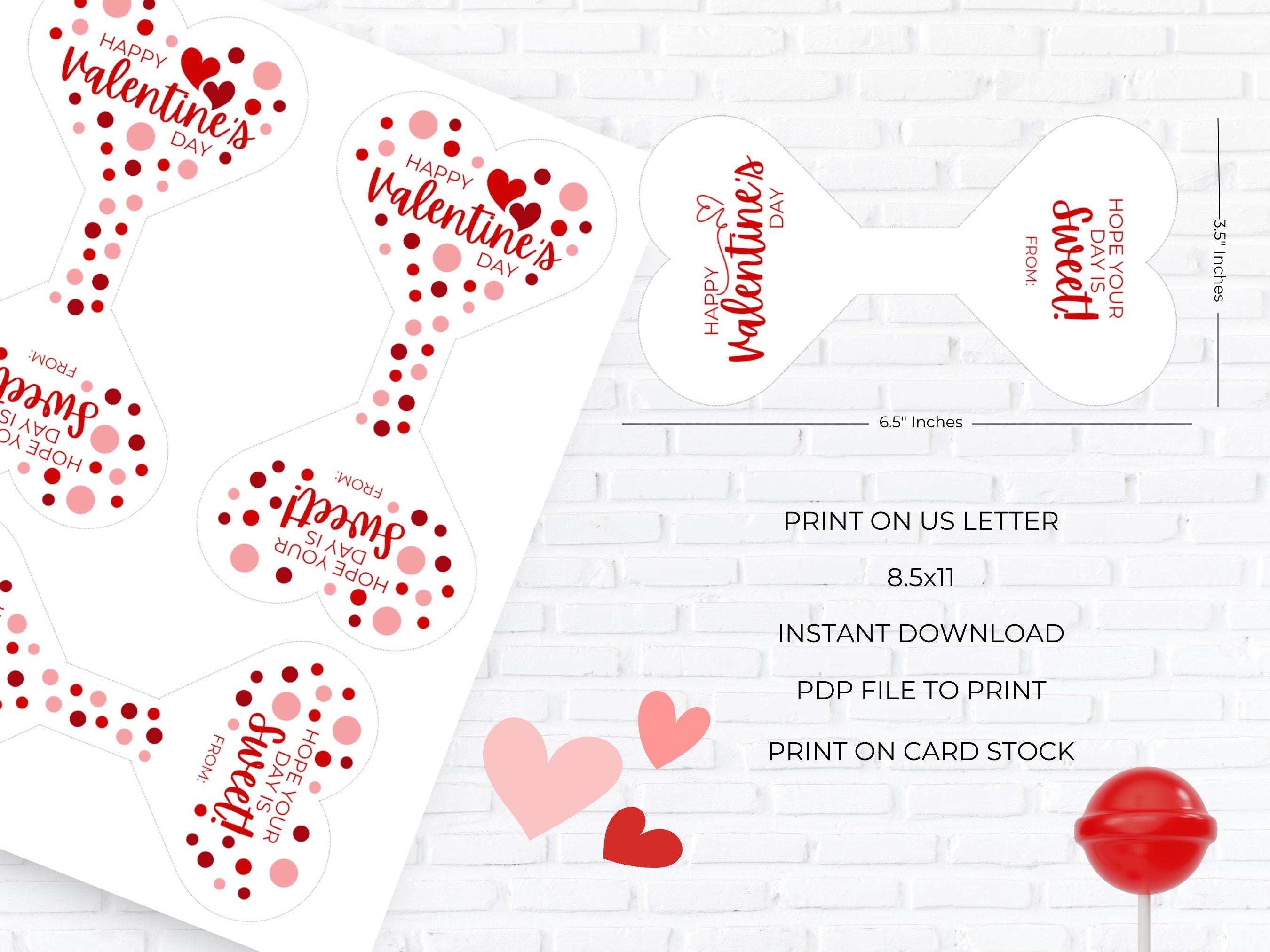 Printable Heart Lollipop Holder | DIY Valentines Day Card & Tag | Sweet ...