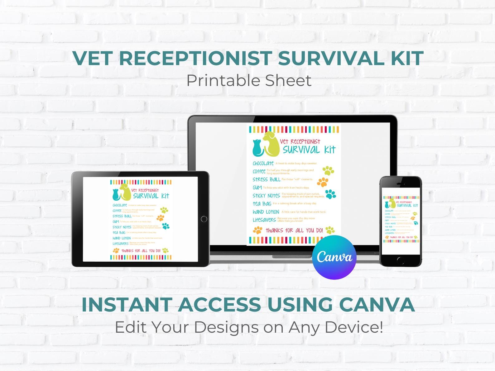 Veterinary Office Receptionist Survival Kit Printable Download, 8.5x11 ...