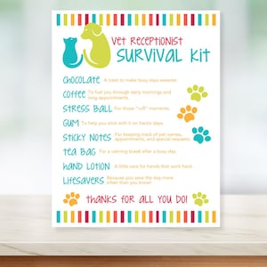 Veterinary Office Receptionist Survival Kit Printable Download, 8.5x11 ...