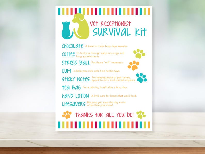 Veterinary Office Receptionist Survival Kit Printable Download, 8.5x11 ...