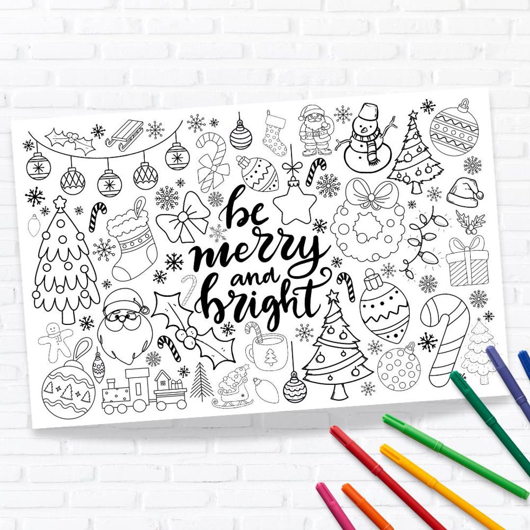 Festive Christmas Coloring Placemat for Kids - Instant Download ...