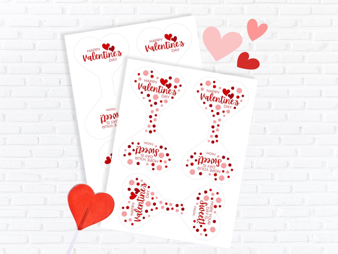 Printable Heart Lollipop Holder: Valentine's Day Card & Tag (PDF ...